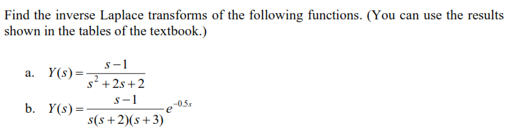 Solved Find the inverse Laplace transforms of the following | Chegg.com