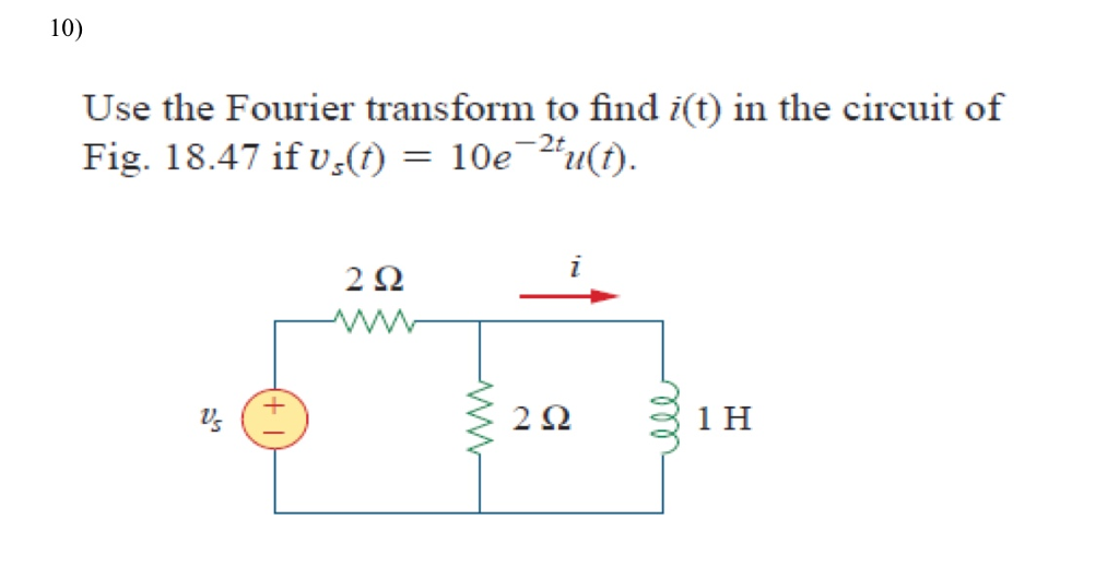 Solved 10) Use the Fourier transform to find i(t) in the | Chegg.com