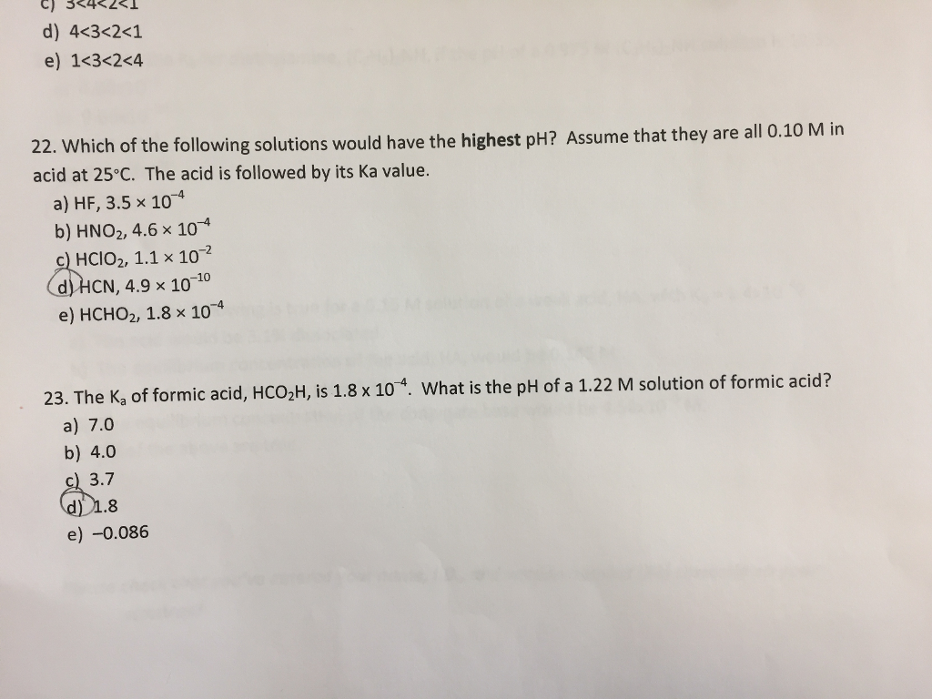 Solved Which of the following solutions would have the | Chegg.com