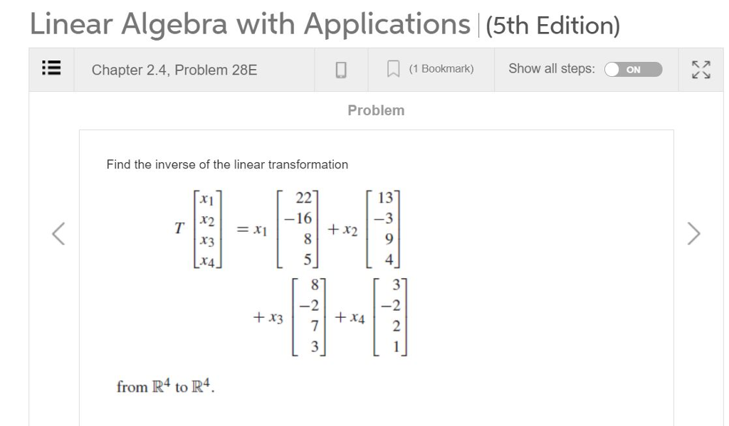 Solved Linear Algebra with Applications | (5th Edition) | Chegg.com