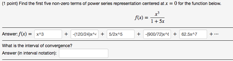Solved 1 Point Find The First Five Non Zero Terms Of Power