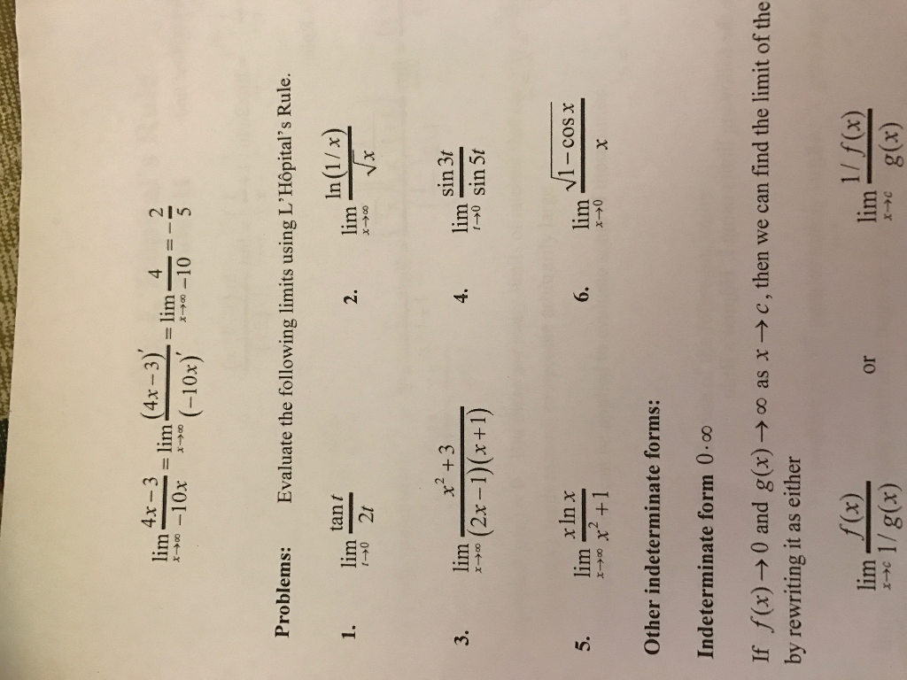 Solved Lim_x rightarrow infinity 4x - 3/-10 x = lim_x | Chegg.com