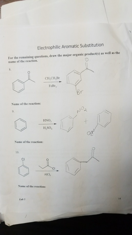 Solved Electrophilic Aromatic Substitution For the remaining | Chegg.com
