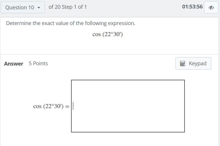 Solved Question 10of 20 Step 1 of 1 01:53:56 Determine the | Chegg.com