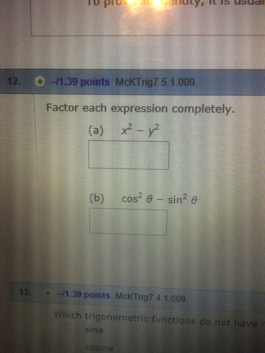 Solved Factor each expression completely. (a) x^2 - y^2 | Chegg.com