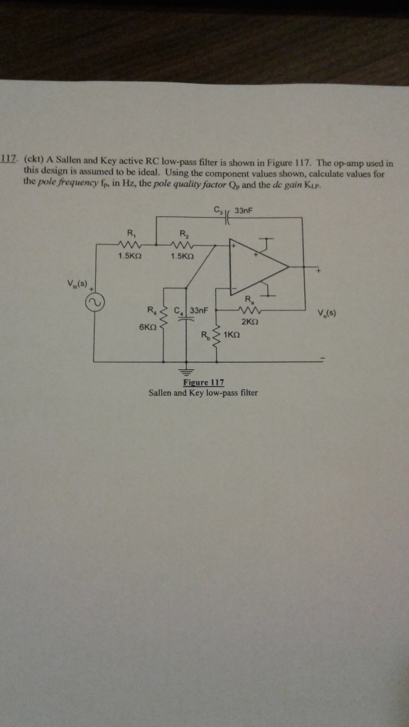 Solved Iz. (ckr) A Sallen and Key active RC low-pass filter | Chegg.com Solved Iz. (ckr) A Sallen and Key active RC low-pass filter | Chegg.com