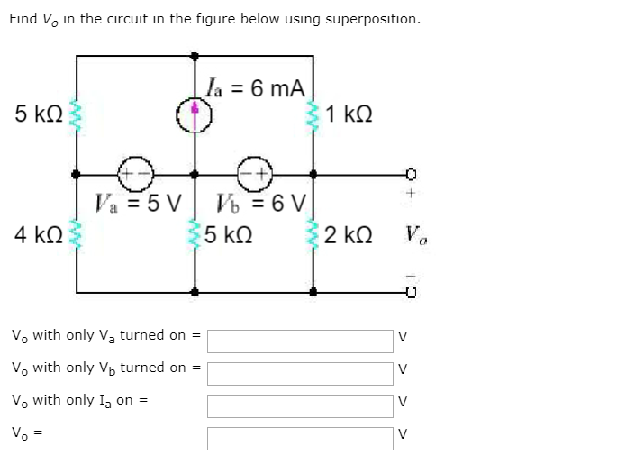 Solved Find Vo in the circuit in the figure below using | Chegg.com