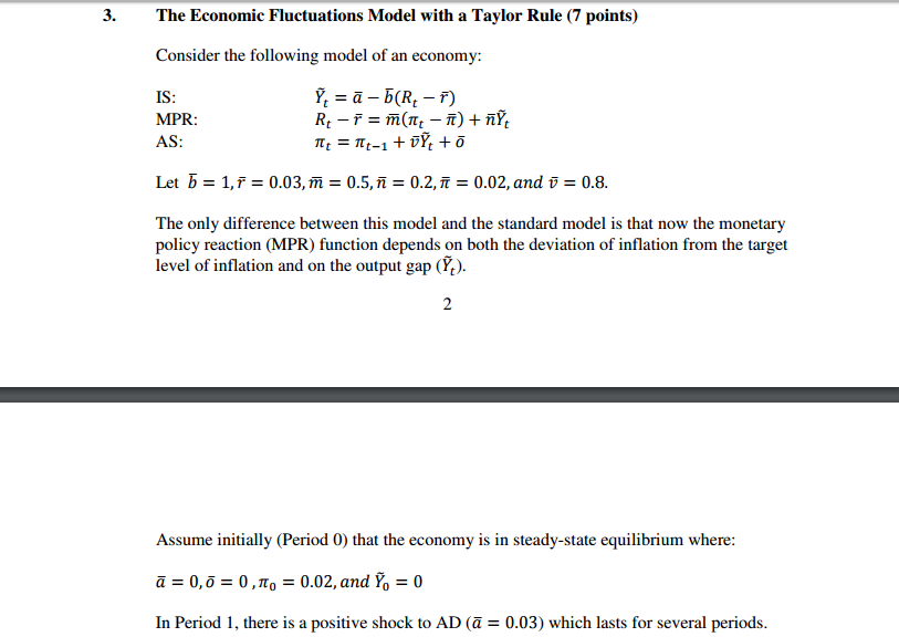 3. The Economic Fluctuations Model with a Taylor Rule | Chegg.com