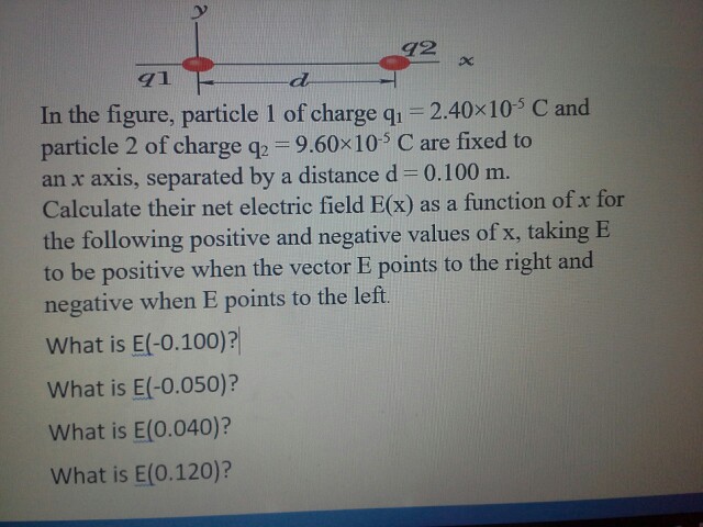 Solved 72 41 In the figure, particle 1 of charge q1-2.40×105 | Chegg.com