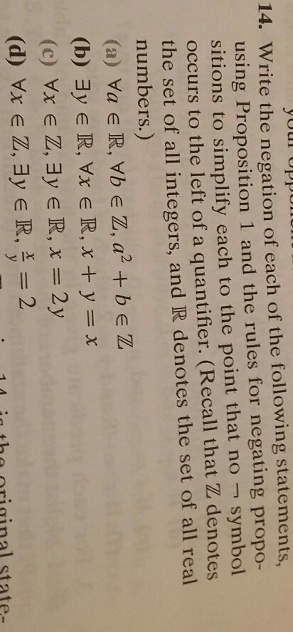 Solved 14. Write the negation of each of the following | Chegg.com