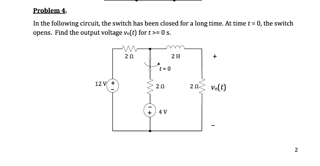 Solved In the following circuit, the switch has been closed | Chegg.com