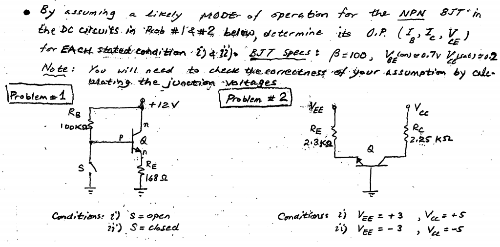 Solved By assuming a Likely MODE of operation for the NPN | Chegg.com
