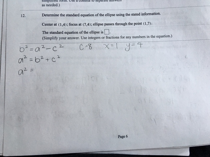 Solved Determine the standard equation of the ellipse using | Chegg.com