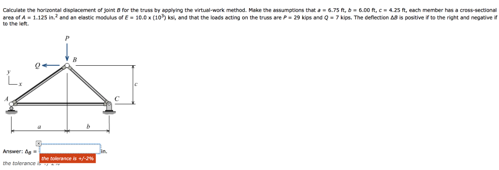 Solved Calculate the horizontal displacement of joint B for | Chegg.com