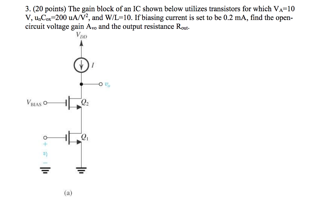 Solved 3. (20 points) The gain block of an IC shown below | Chegg.com