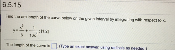 Solved Find the are length of the curve below on the given | Chegg.com