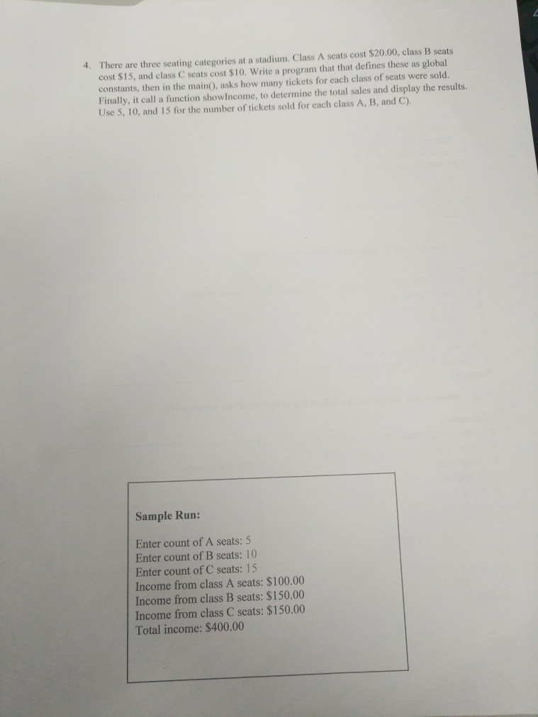 Solved There are three seating categories at a stadium. | Chegg.com
