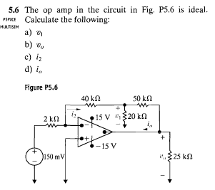 Solved The op amp in the circuit in Fig. P5.6 is ideal. | Chegg.com