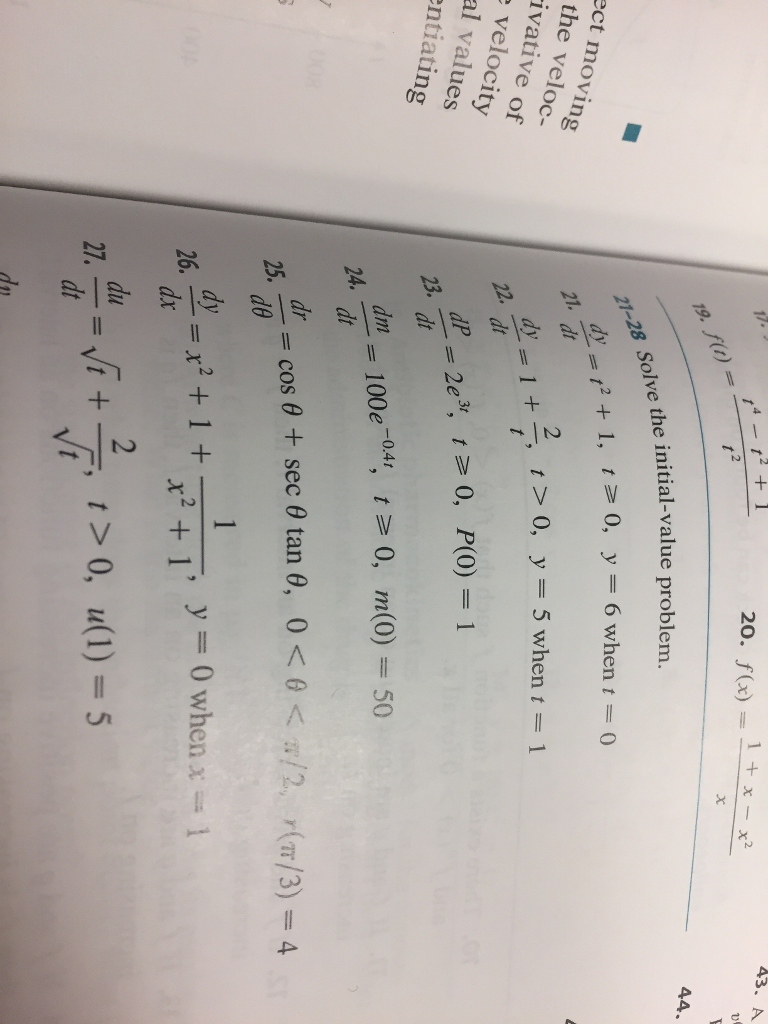 Solved Solve the initial-value problem. dy/dt = t^2 + 1, t | Chegg.com