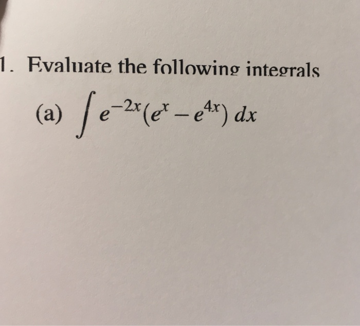 Solved Evaluate the following integrals integral e^-2x (e^x | Chegg.com