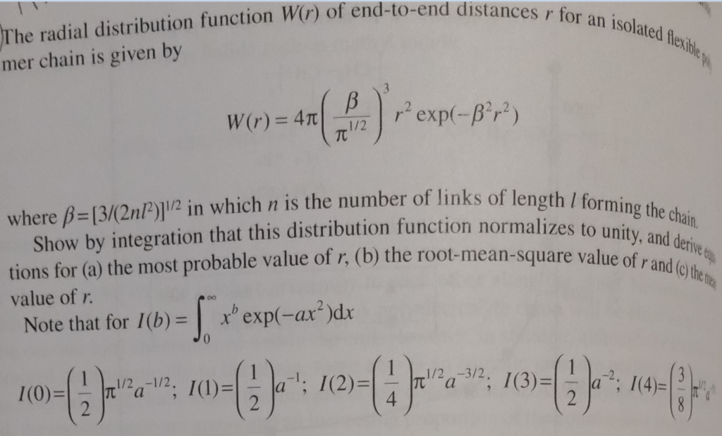 The radial distribution function W(r) of end-to-end | Chegg.com
