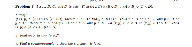 Solved Let A, B, C, and D be sets. Then (A union C) times (B | Chegg.com