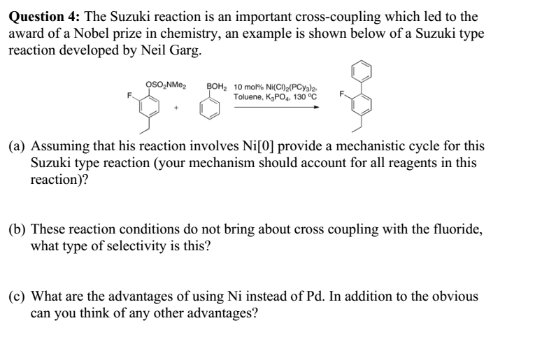 Solved The Suzuki reaction is an important cross-coupling, | Chegg.com