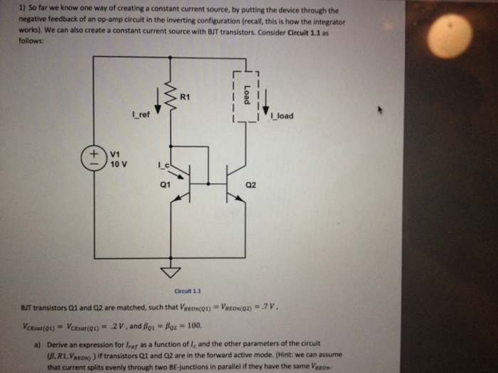Solved So far we know one way of creating a constant current | Chegg.com