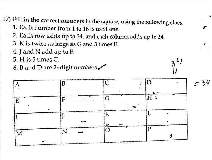 Solved 17) Fill in the correct numbers in the square, using | Chegg.com