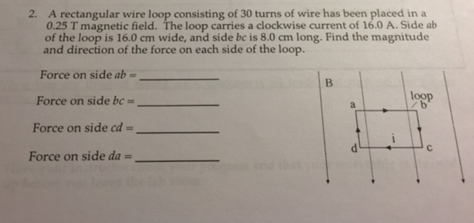 Solved A rectangular wire loop consisting of 30 turns of | Chegg.com