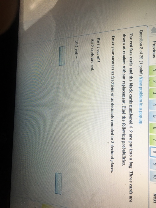 Solved The red face cards and the black cards numbered 4-9 | Chegg.com