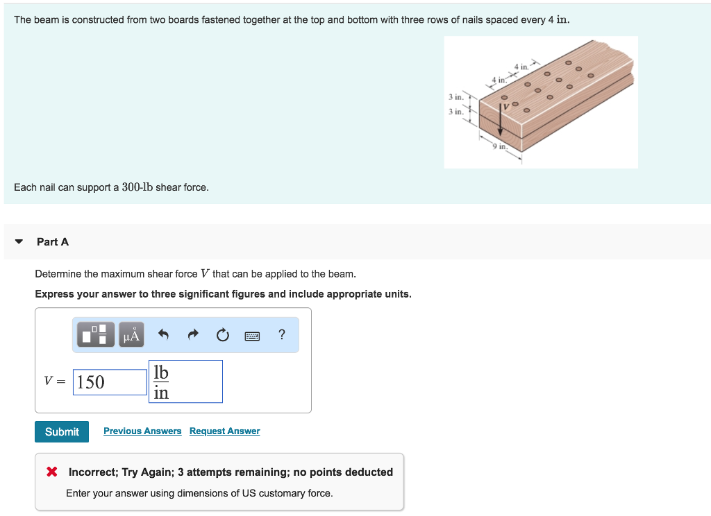 Solved The beam is constructed from two boards fastened | Chegg.com