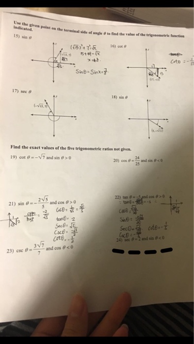 Solved Use the given point on the terminal side of angle | Chegg.com
