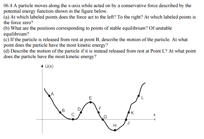 Solved A particle moves along the x-axis while acted on by a | Chegg.com