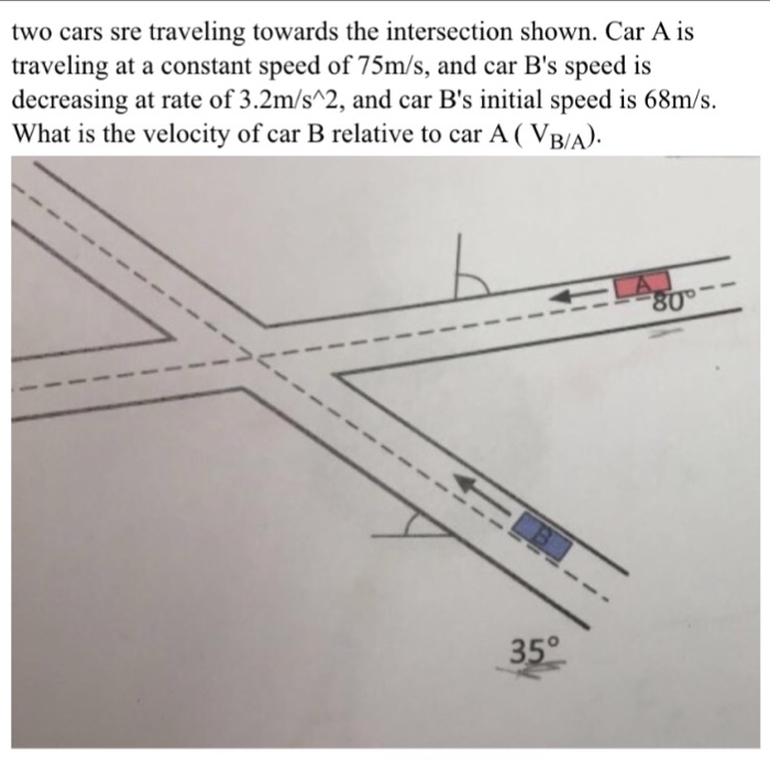 Solved two cars sre traveling towards the intersection | Chegg.com