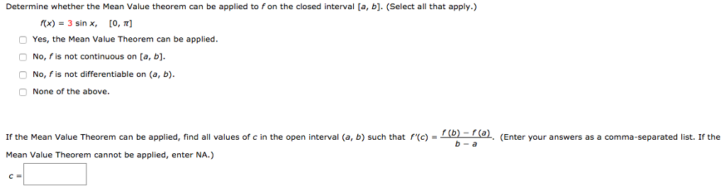 Solved Determine whether the Mean Value theorem can be | Chegg.com