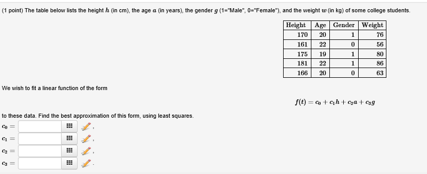 Solved The table below lists the height h (in cm), the age a | Chegg.com