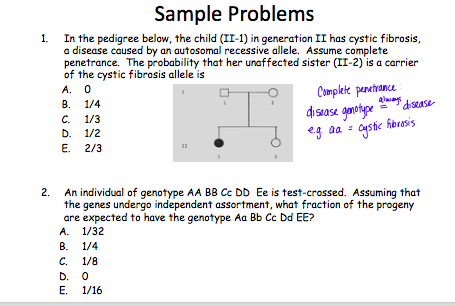 Solved Sample Problems 1. In the pedigree below, the child | Chegg.com