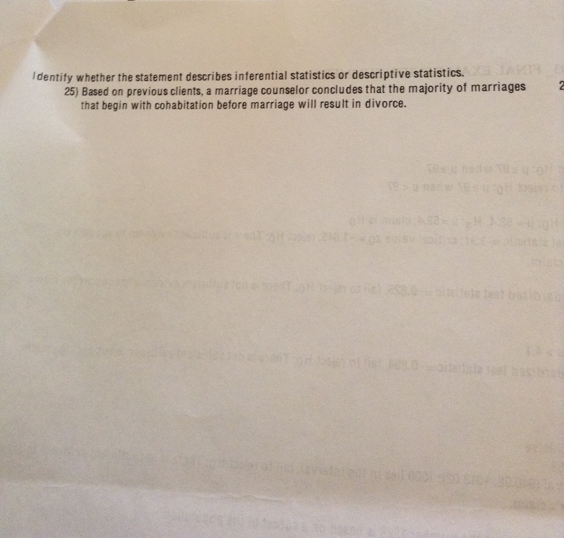 Solved Identify whether the statement describes inferential | Chegg.com