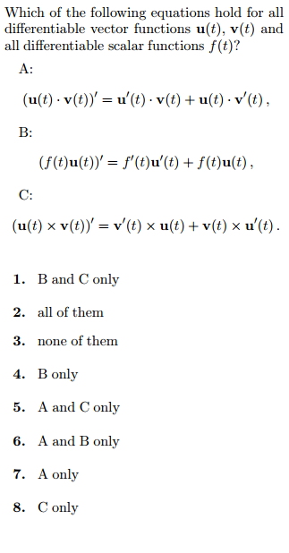 Solved Which of the following equations hold for all | Chegg.com