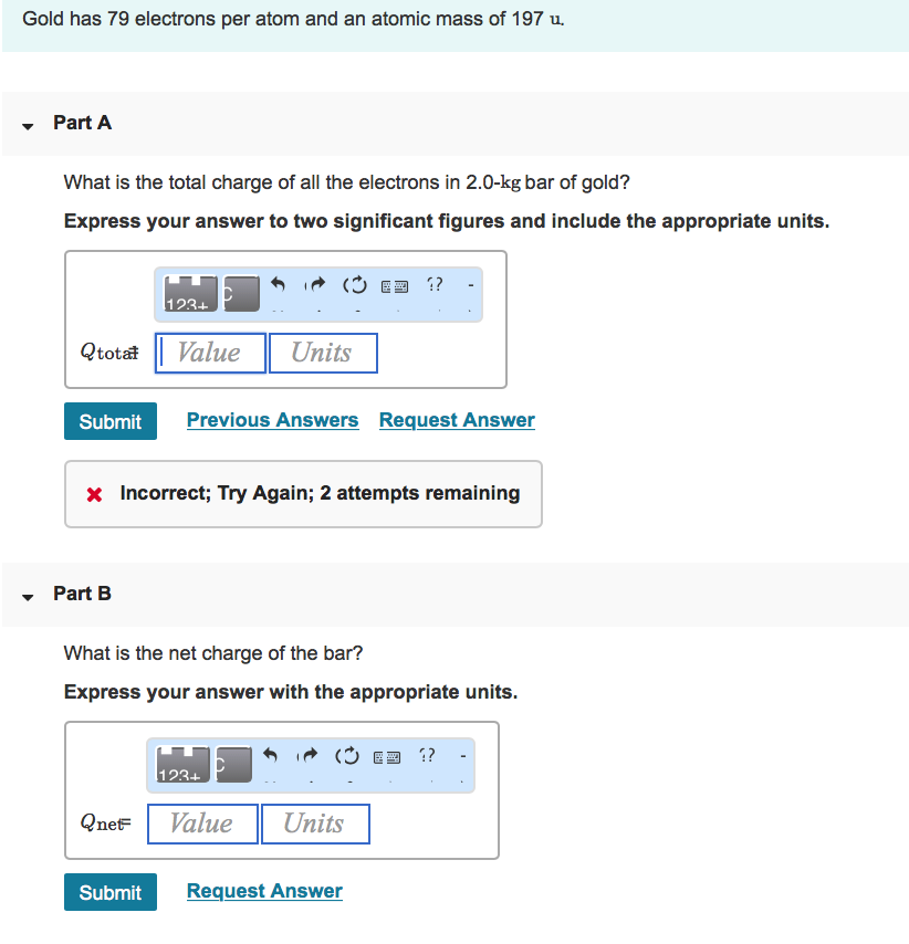 Solved Gold has 79 electrons per atom and an atomic mass of | Chegg.com