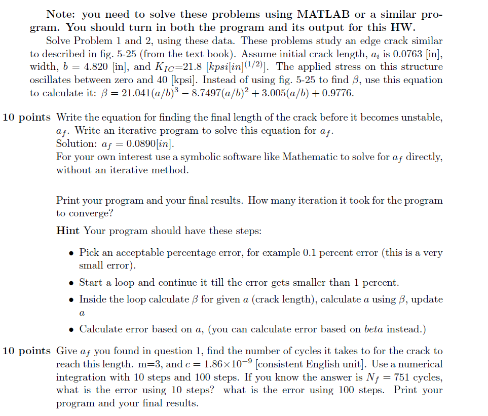 Note: you need to solve these problems using MATLAB | Chegg.com