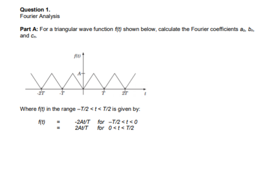 Solved Question 1 Fourier Analysis Part A: For a triangular | Chegg.com