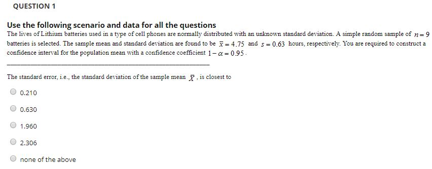 Solved QUESTION 1 Use the following scenario and data for | Chegg.com