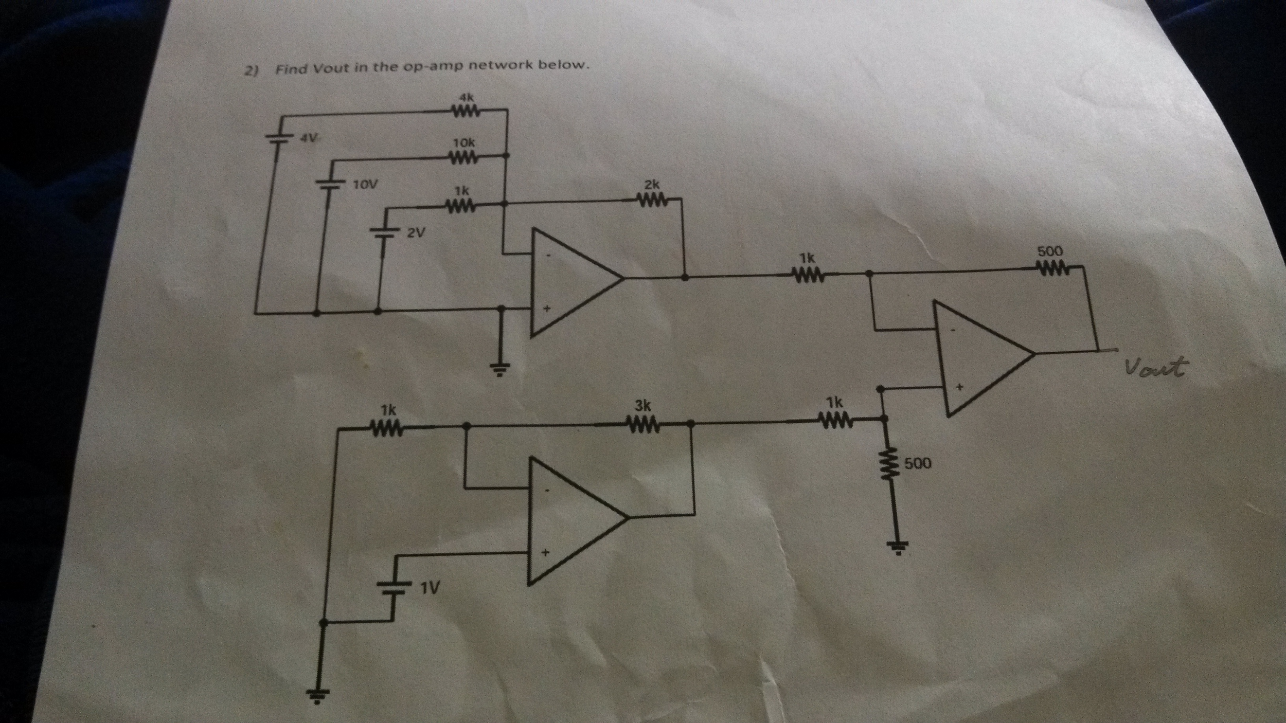 Solved Find vout in the op-amp network below. | Chegg.com