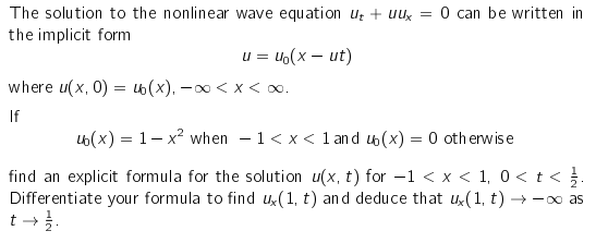 Solved The solution to the nonlinear wave equation u_t + | Chegg.com