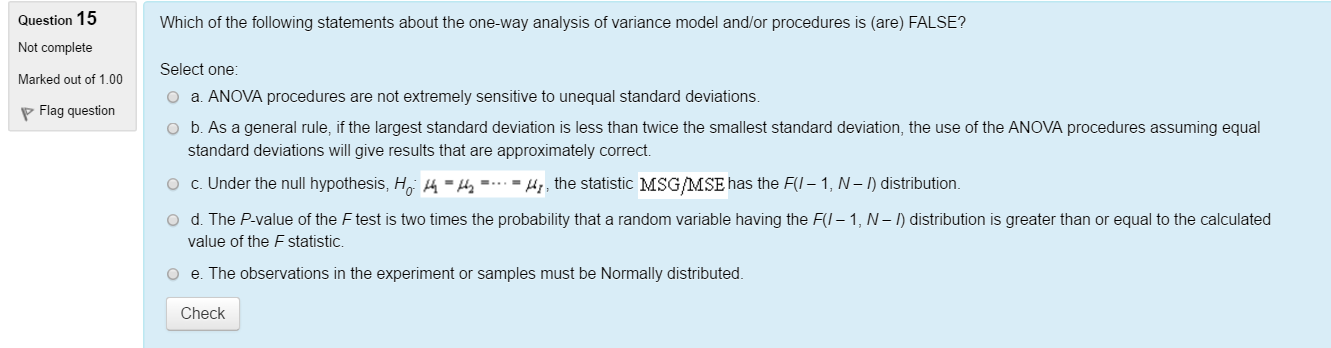 Solved Which of the following statements about the one-way | Chegg.com