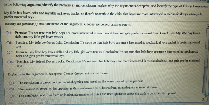 Solved In The Following Argument Identify The Premise S