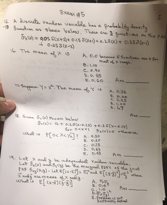 A discrete random variable has a probability density | Chegg.com
