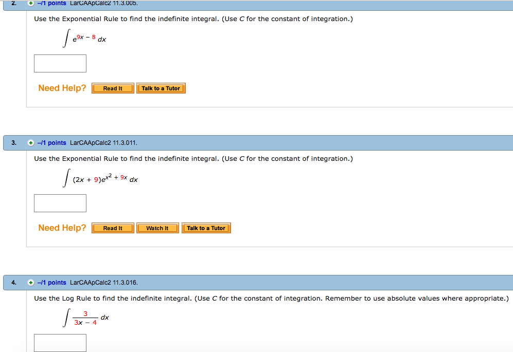 Solved Use the Exponential Rule to find the indefinite | Chegg.com Solved Use the Exponential Rule to find the indefinite | Chegg.com